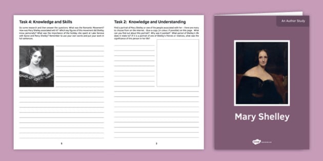 GCSE Mary Shelley Author Study Worksheet / Activity Sheet
