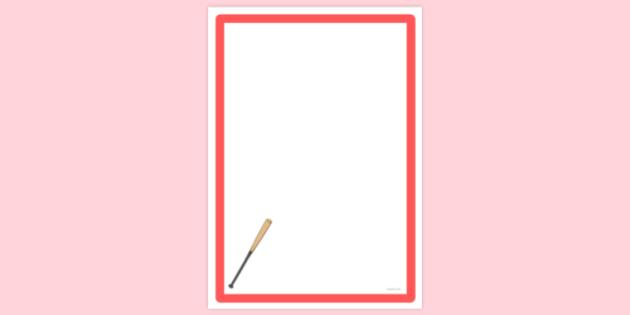 Baseball Bat Page Border | Page Borders | Twinkl