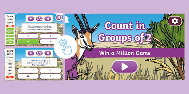 Count in Groups of 2 KS1 Maths Win a Million Quiz - Twinkl