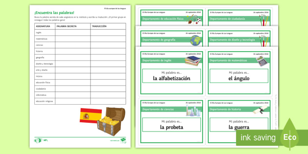 European Day of Languages Translation Treasure Hunt Activity Spanish