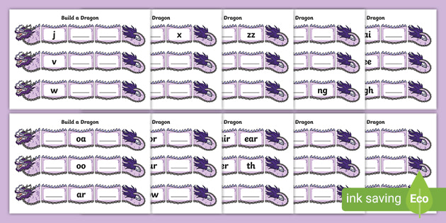 Build a Chinese Dragon: Phase 3 Phonics Activity Cards