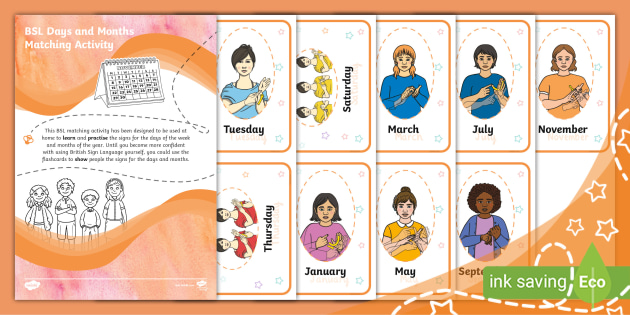 BSL Days and Months Matching Activity (teacher made)