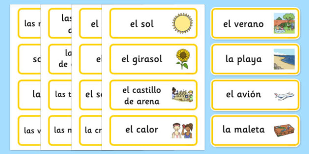 Tarjetas de vocabulario de verano - Las estaciones