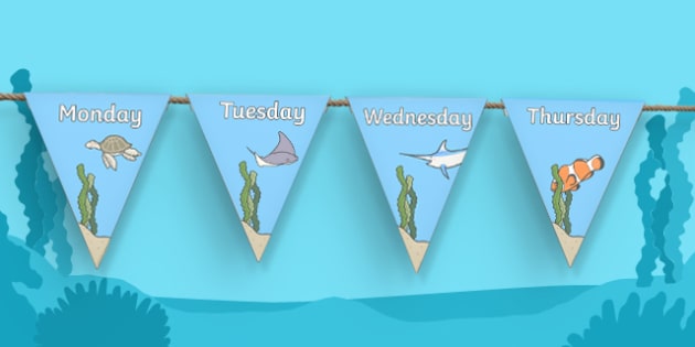 Under the Sea Themed Days of the Week Bunting