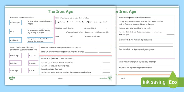 Revision Activity Mat: The Iron Age (teacher made)
