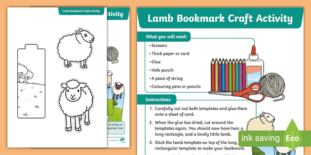 FREE! - Lamb Bookmark Craft Activity (teacher made)