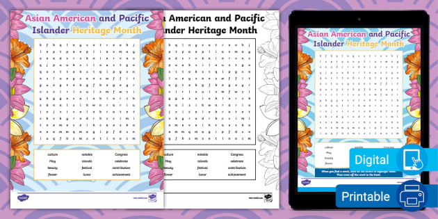 Asian American and Pacific Islander Month Word Search