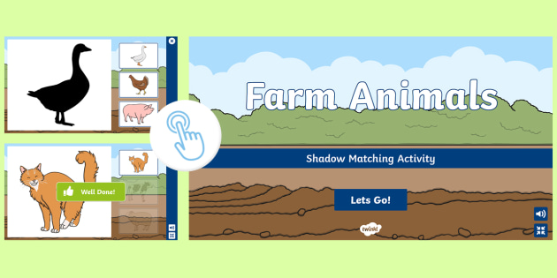 Interactive Farm Animal Shadow Matching Activity