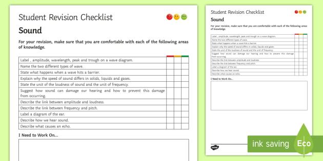 Sound Student Revision Checklist