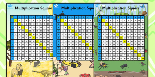 Multiplication Squares 12x12 - multiplication grid, multiply
