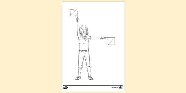 FREE! - Semaphore J Colouring Sheet Colouring | Colouring Sheets