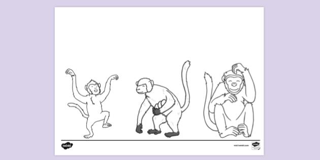 FREE! - Colouring Page of Monkeys to Print | Colouring Pages