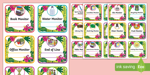 Tropical Flamingo Monitor and Job Cards (teacher made)
