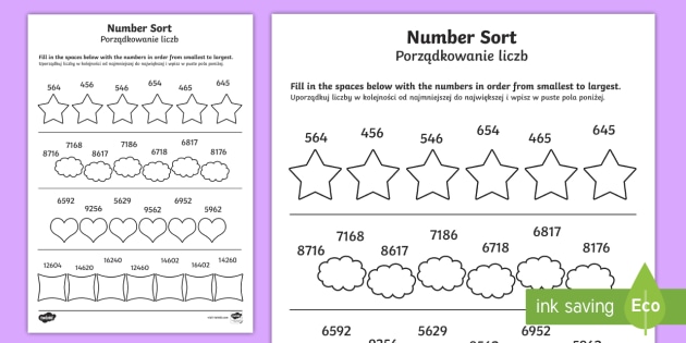 Place Value Number Sorting Worksheet / Worksheet Polish Translation - Place