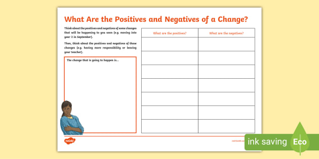 What Are the Positives and Negatives of a Change? Worksheet
