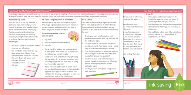 FREE! - Maths Organiser Guide - How Can I Use My Knowledge?