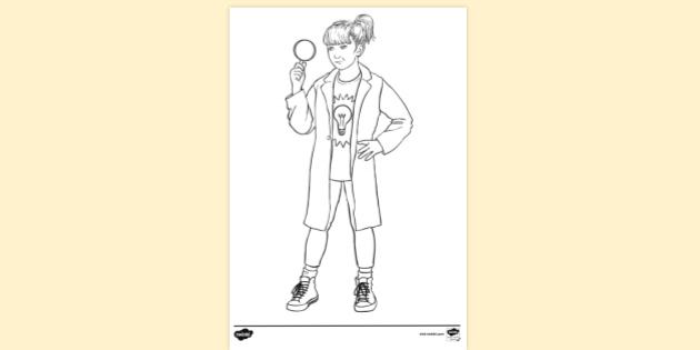 FREE! - Scientist Character Girl Colouring Sheet | Colouring Sheets