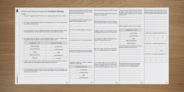 Direct and Inverse Proportion Problem Solving (teacher made)