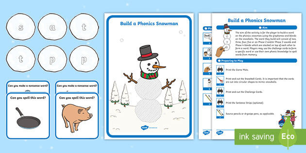 Build a Phonics Snowman: Phase 2 Game
