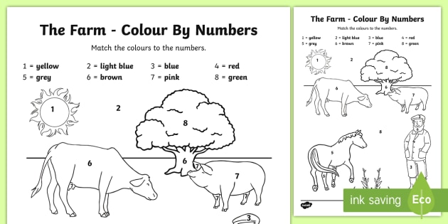 The Farm Aistear Colour by Number (teacher made)