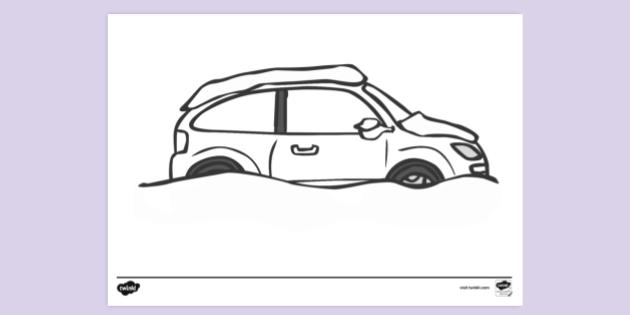FREE! - Car In Snow Colouring Sheet Colouring | Colouring Sheets