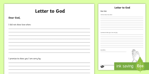 A Letter to God Worksheet (teacher made)