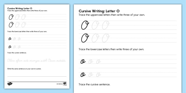 Printable Cursive O Worksheet for Kids - Twinkl USA