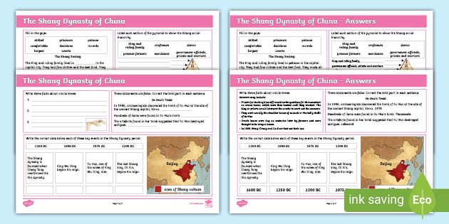 KS2 Revision Activity Mat: The Shang Dinasty of China