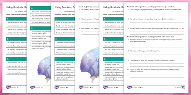 KS2 Using Parenthesis Differentiated Worksheets