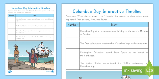 Columbus Day Interactive Timeline Activity - Christopher
