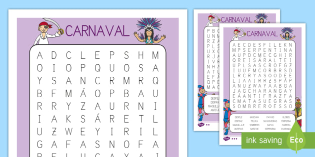 Sopa de letras de atención a la diversidad: Carnaval EP Sopa de letras de