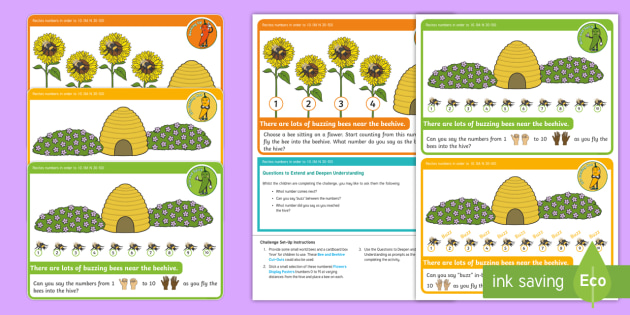 * NEW * EYFS Maths Counting Chilli Challenges: Buzzing Bees Rote Counting