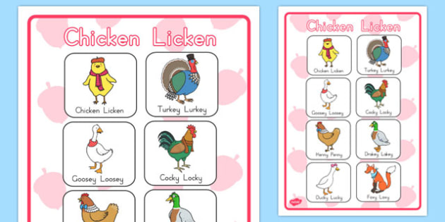 Chicken Licken Vocabulary Poster (teacher made)