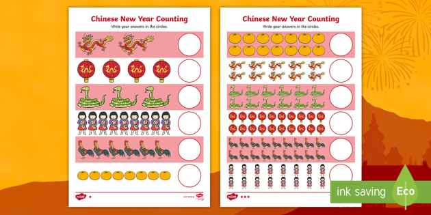 Chinese New Year Counting Differentiated Worksheet
