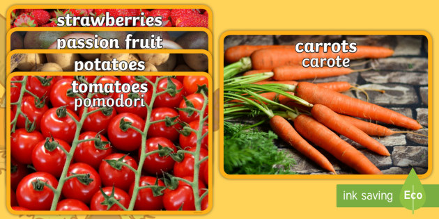 Harvest Fruit and Vegetable Display Photos English/Italian