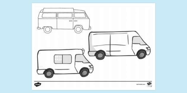 FREE! - Van Colouring Page - Primary Resources - Twinkl