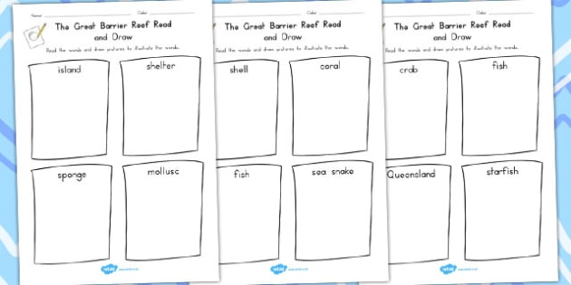 Great Barrier Reef Read and Draw Worksheet - australia, barrier