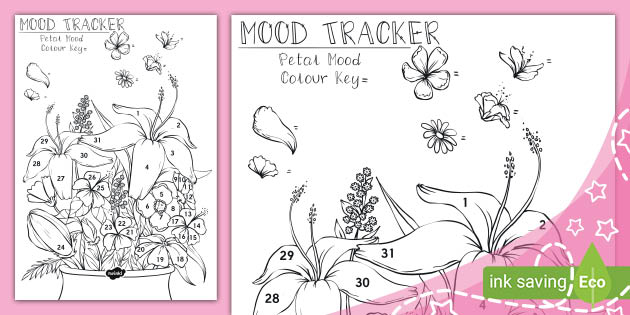 Floral-Themed Mood Tracker Bullet Journal Page