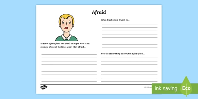 Feeling Afraid Reflection Writing Template (teacher made)