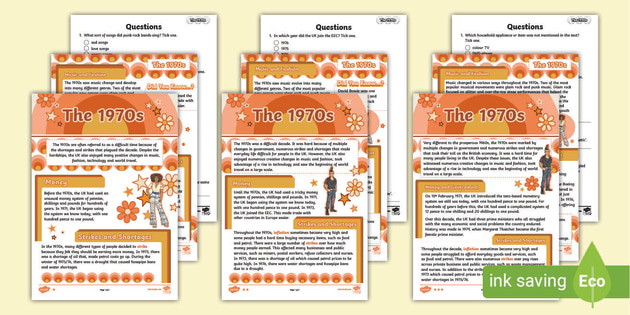LKS2 The 1970s Differentiated Reading Comprehension Activity