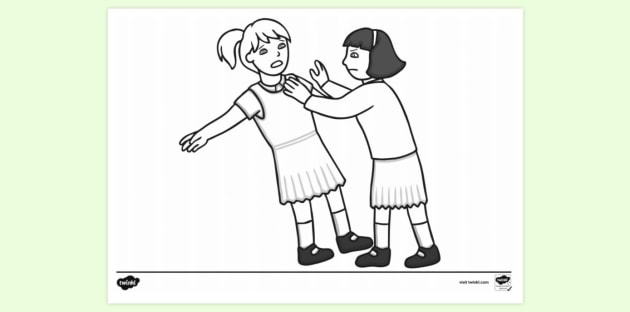 FREE! - Child Pushing Another Child Eyes Open | Colouring Sheets