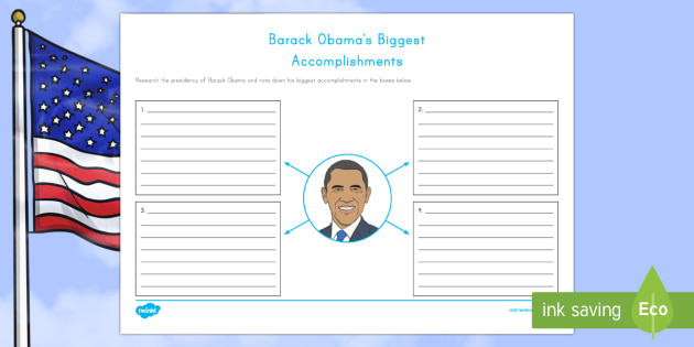 Barack Obama's Biggest Accomplishments Writing Worksheet / Activity Sheet