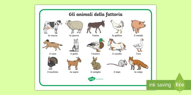 Farm Animals Word Mat Italian (Teacher-Made)