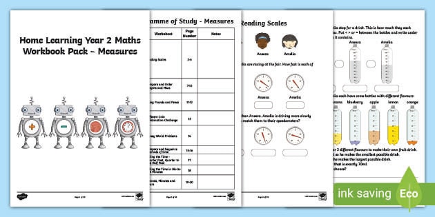 Learning from home Maths Workbook Year 2 Measures Activity Booklet