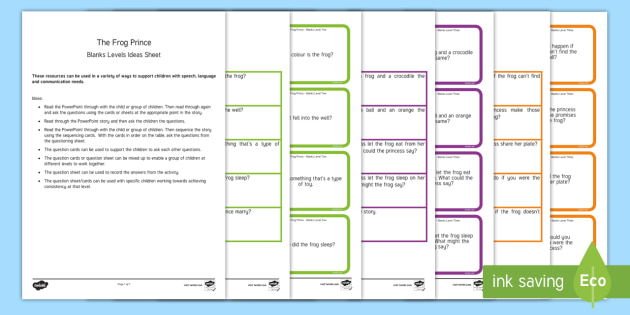 The Frog Prince with Blanks Level Questions (Teacher-Made)