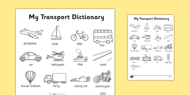 Transport Dictionary Colouring Sheet Teacher Made