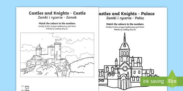 Castles And Knights Color by Numbers English/Polish - Castles And Knights