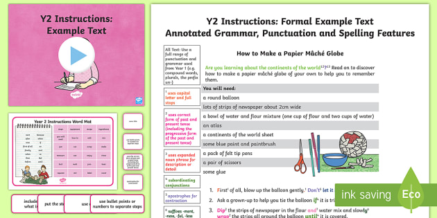 Example Of Instructions KS1 Model Text Year 2 Resources