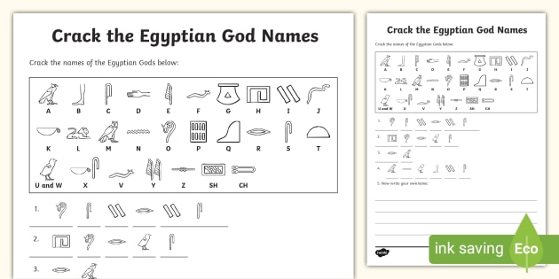 * NEW * Crack the Hieroglyphs Egyptian God Names Activity