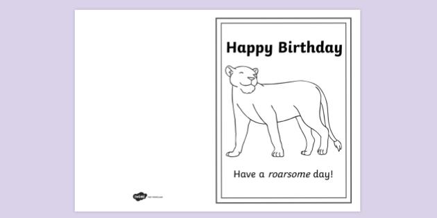 FREE! - Happy Lioness Birthday Card Colouring Activity | Printable